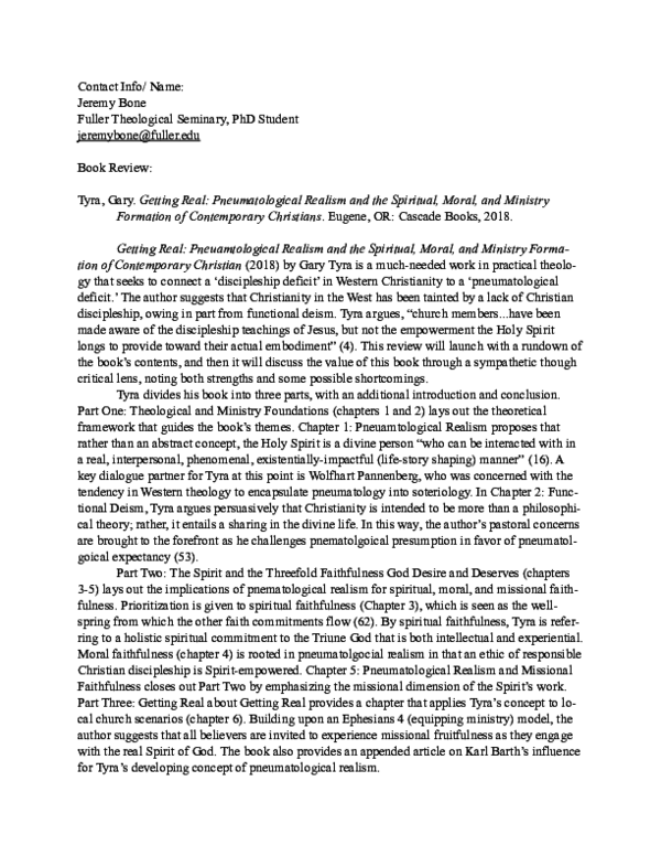 (PDF) Getting Real (Gary Tyra) Book Review (Jeremy Bone).pdf