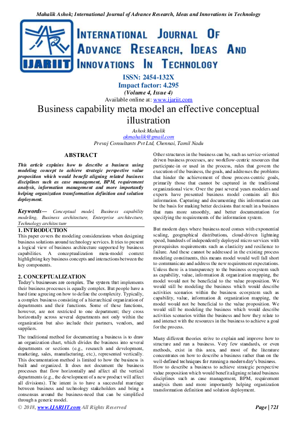 (PDF) Business capability meta model an effective conceptual illustration