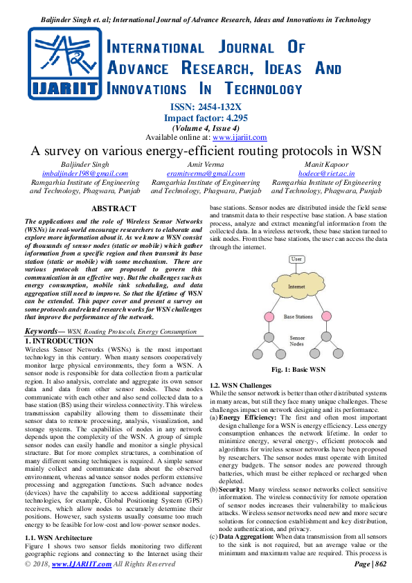 (PDF) A survey on various energy-efficient routing protocols in WSN (PDF) A survey on various energy-efficient routing protocols in WSN