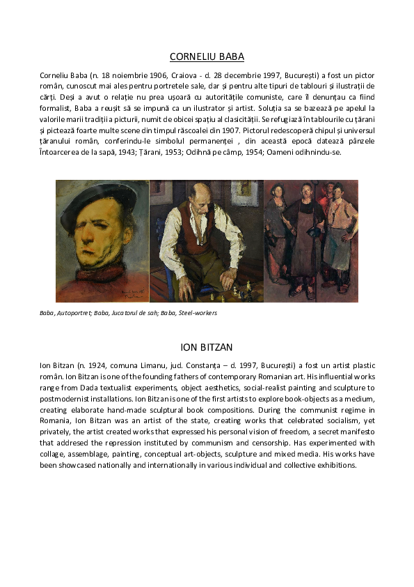 (PDF) Artisti Romani Secolul XX