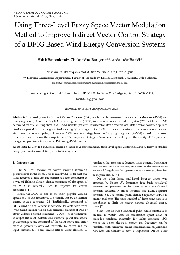 Pdf Using Three Level Fuzzy Space Vector Modulation Method To Improve
