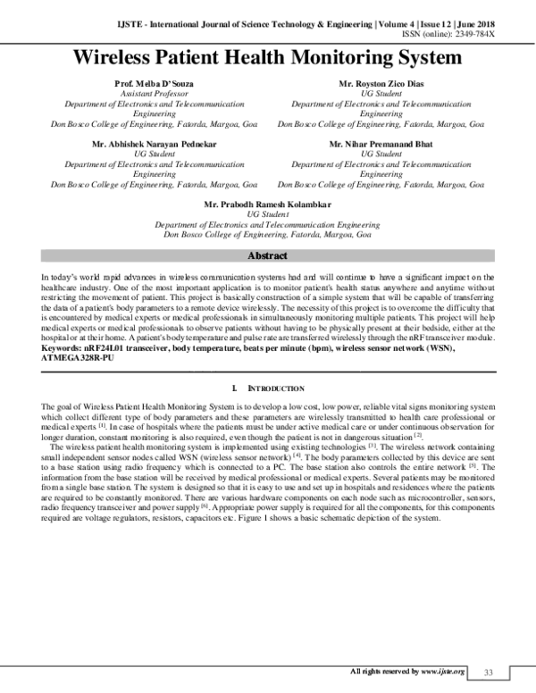(PDF) Wireless Patient Health Monitoring System