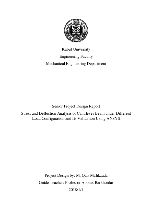 Pdf Stress And Deflection Analysis Of Cantilever Beam Under Different Load Configuration And