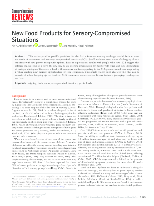 (PDF) New Food Products for Sensory-Compromised Situations