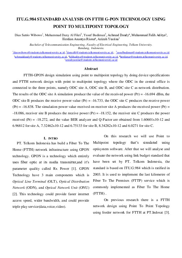 Pdf Point To Multipoint Topology