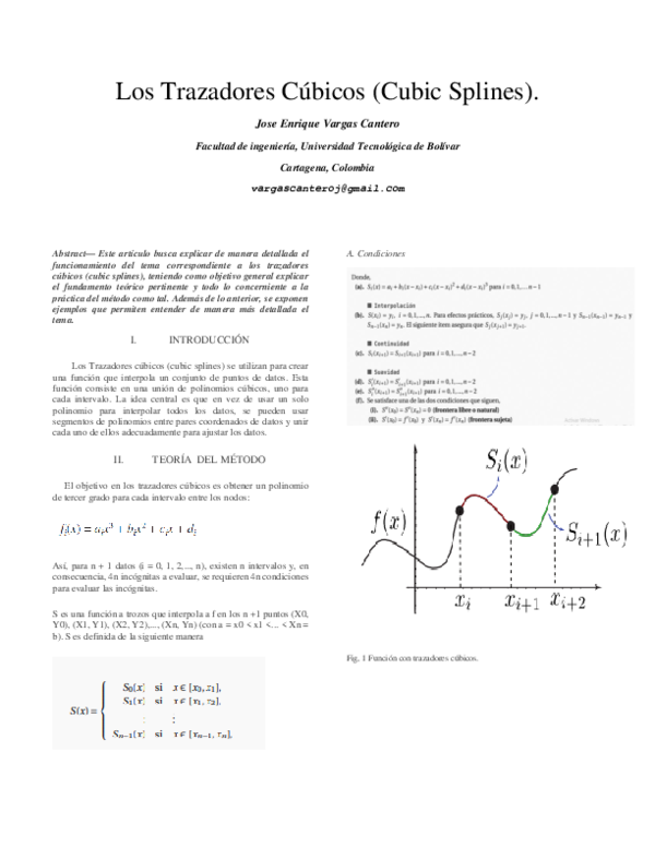 (PDF) Los Trazadores Cúbicos (Cubic Splines)