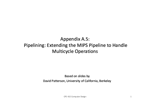 (PDF) Appendix A.5: pp Pipelining: Extending the MIPS Pipeline to Handle Multicycle Operations ...