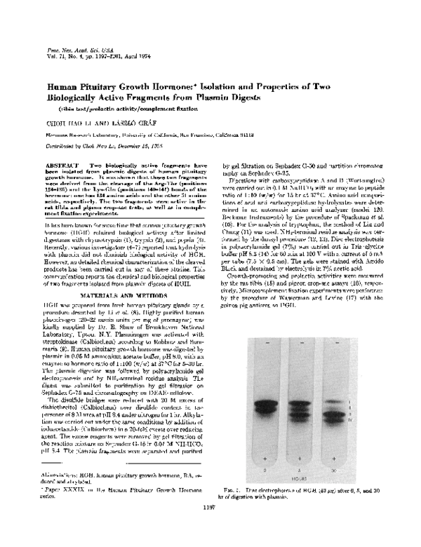 (PDF) Human Pituitary Growth Hormone Isolation and Properties of Two ...