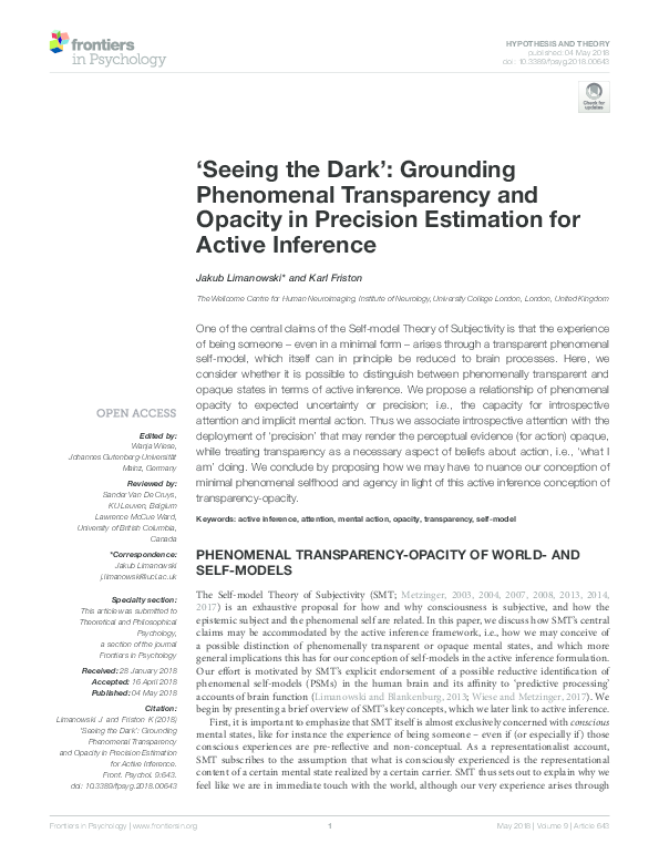 (PDF) 'Seeing the Dark': Grounding Phenomenal Transparency and Opacity ...