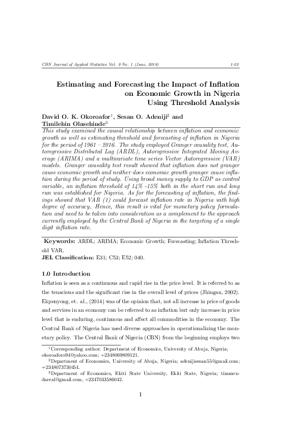 (PDF) Estimating and Forecasting the Impact of Inflation on Economic ...
