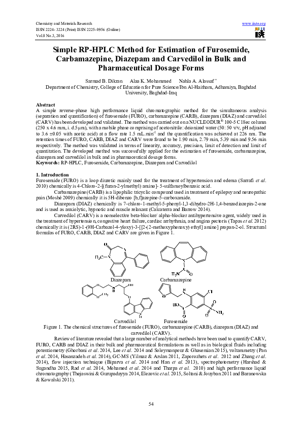(PDF) Simple RP-HPLC Method for Estimation of Furosemide, Carbamazepine, Diazepam and Carvedilol ...