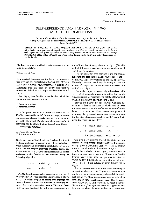 (PDF) Self-reference and paradox in two and three dimensions