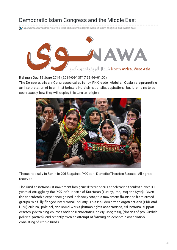 (PDF) Democratic Islam Congress and the Middle East