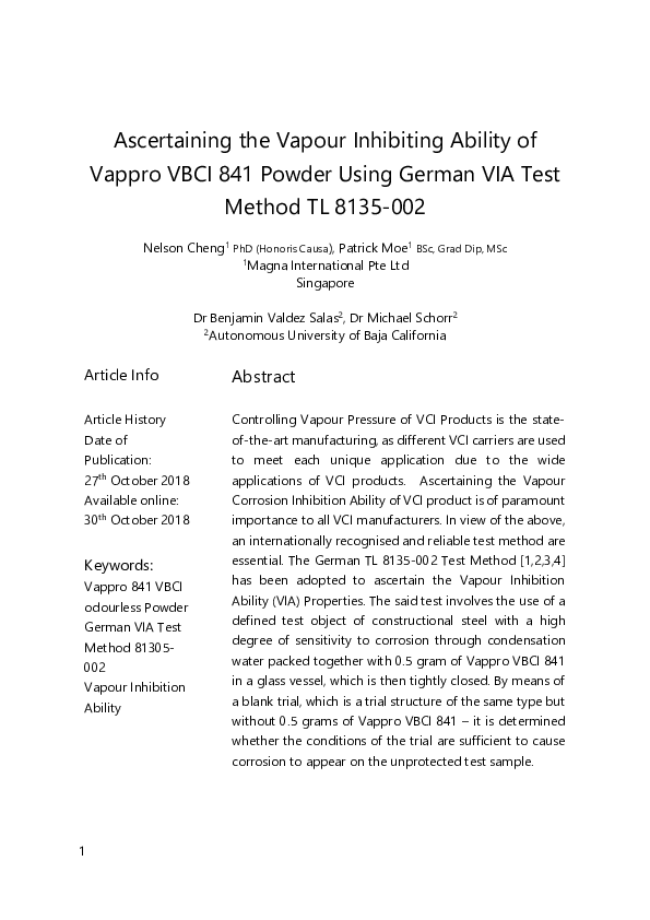 (PDF) Ascertaining the Vapour Inhibiting Ability of Vappro VBCI 841 ...