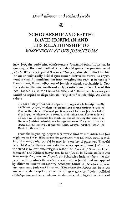 (PDF) David Ellenson and Richard Jacobs, “Scholarship and Faith: David ...