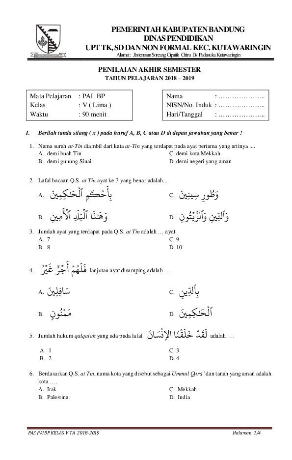 (PDF) NASKAH SOAL PAS PENILAIAN AKHIR SEMESTER