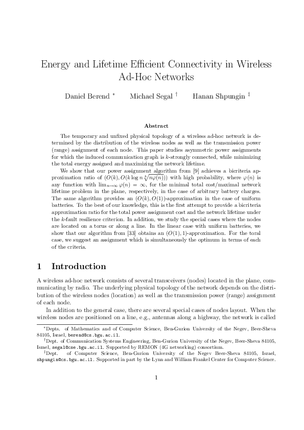 Pdf Energy And Lifetime Efficient Connectivity In Wireless Ad Hoc