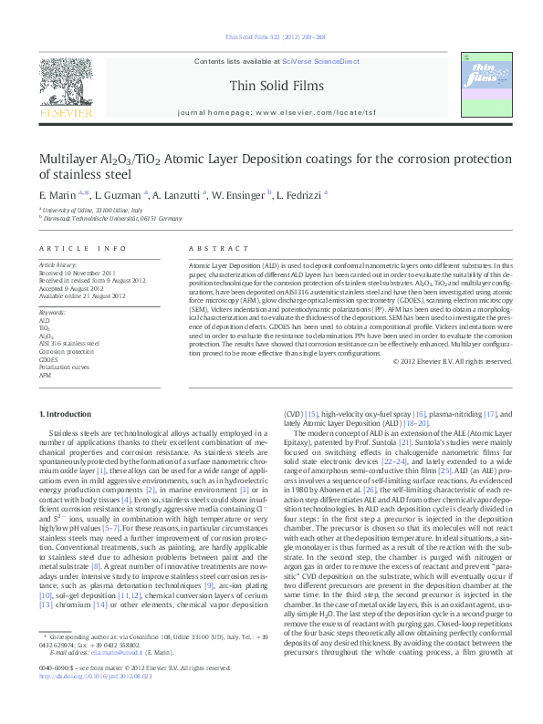 (PDF) Multilayer Al 2 O 3 /TiO 2 Atomic Layer Deposition coatings for ...