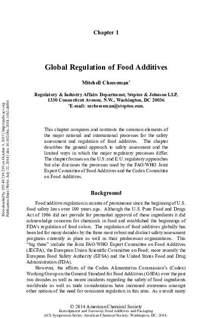 (PDF) Global Regulation of Food Additives