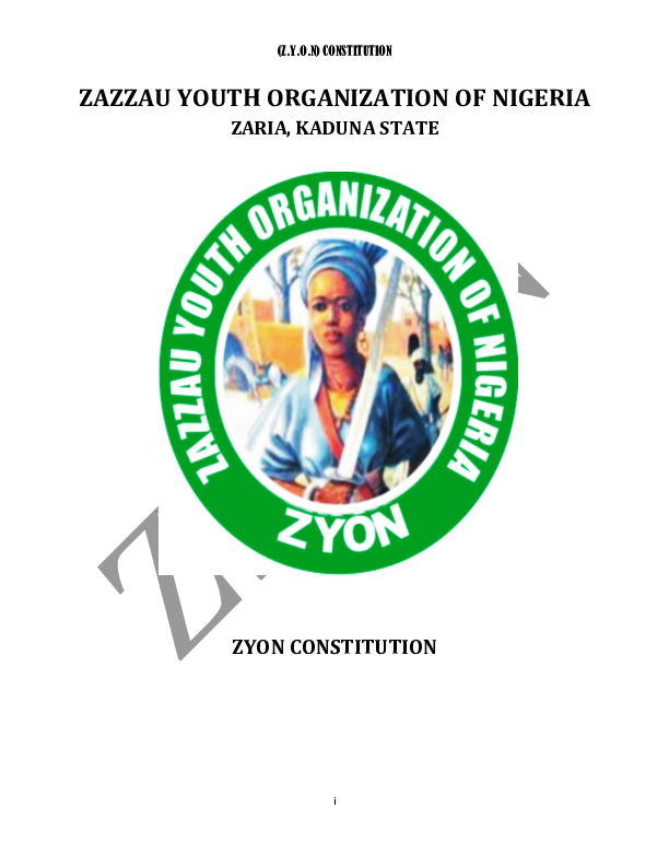 (PDF) ZAZZAU YOUTH ORGANIZATION OF NIGERIA ZARIA, KADUNA STATE ZYON ...