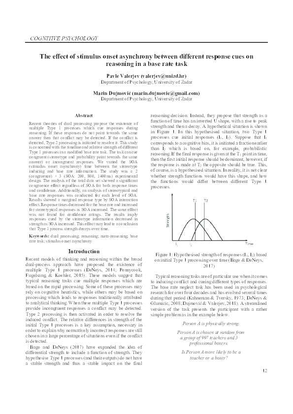 Pdf The Effect Of Stimulus Onset Asynchrony Between Different Response Cues On Reasoning In A