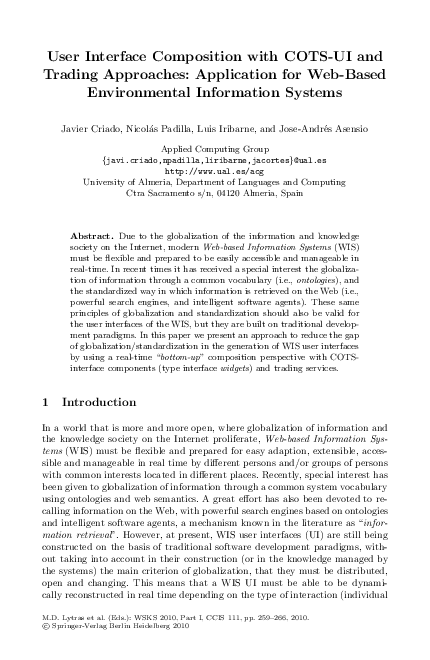 (PDF) User interface composition with COTS-UI and trading approaches ...