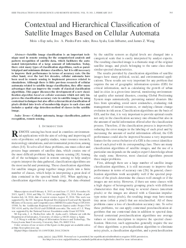 (PDF) Contextual and Hierarchical Classification of Satellite Images ...