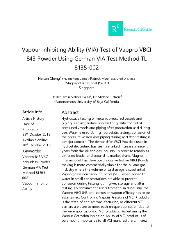 (PDF) Vapour Inhibiting Ability (VIA) Test of Vappro VBCI 843 Powder ...