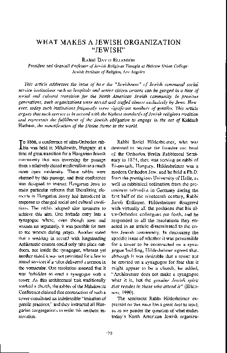 (PDF) David Ellenson, “What Makes A Jewish Organization ‘Jewish ...