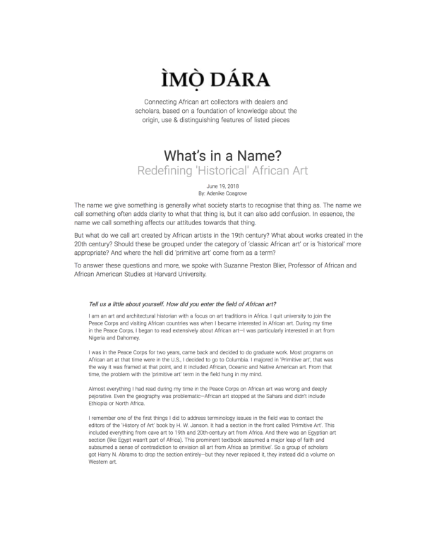 (PDF) What's In a Name: Redefining "Historical" African Art | Suzanne ...