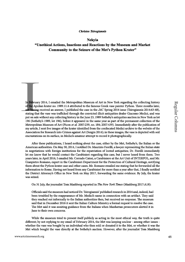 (PDF) Unethical Actions, Inactions and Reactions by the Museum and ...