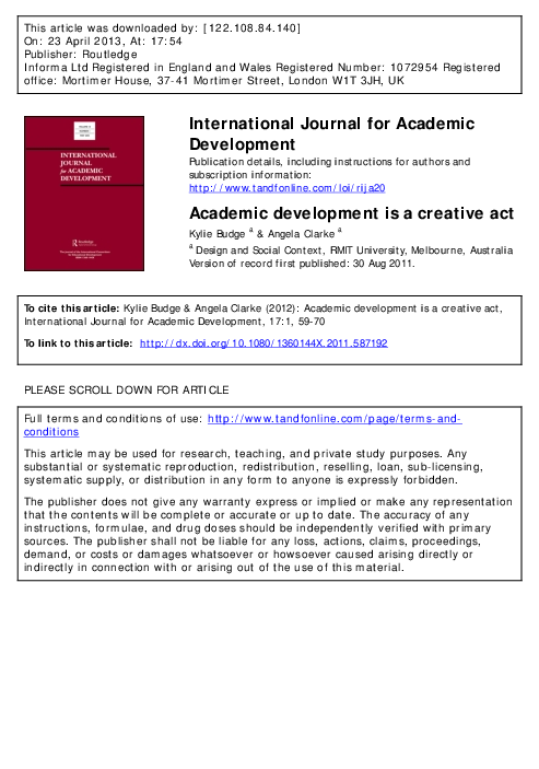 (PDF) Academic development is a creative act