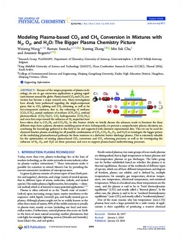 (PDF) Modeling Plasma-based CO2 and CH4 Conversion in Mixtures with N2, O2, and H2O: The Bigger ...
