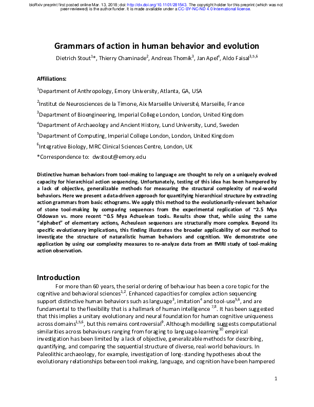 (PDF) Grammars of action in human behavior and evolution | Jan Apel ...