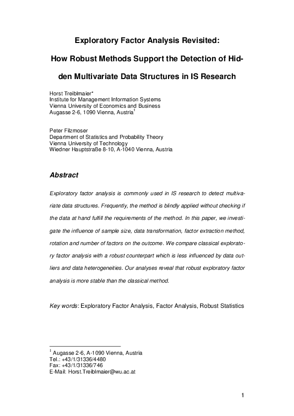 (PDF) Exploratory Factor Analysis Revisited: How Robust Methods Support the Detection of Hid-den ...