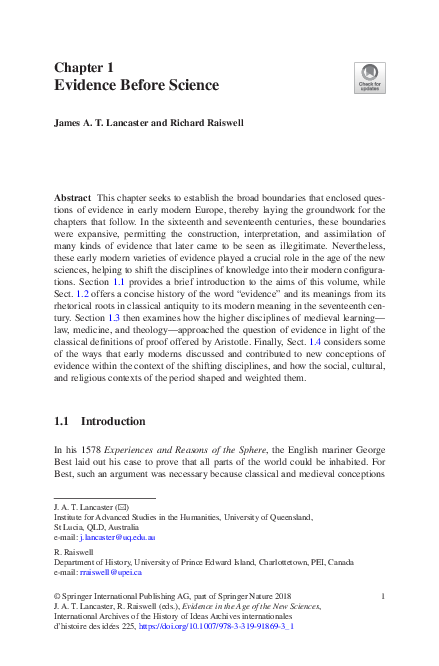 (PDF) Evidence Before Science