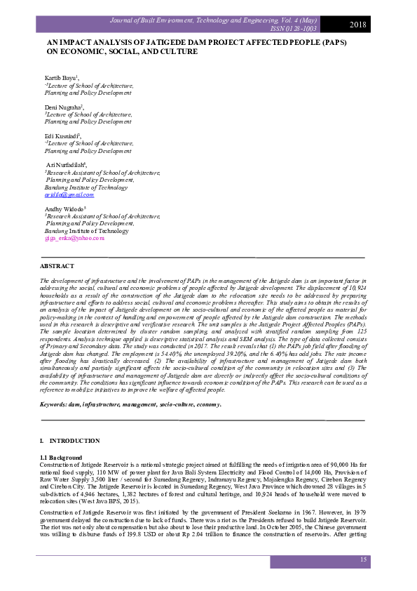 (PDF) AN IMPACT ANALYSIS OF JATIGEDE DAM PROJECT AFFECTED PEOPLE (PAPS ...