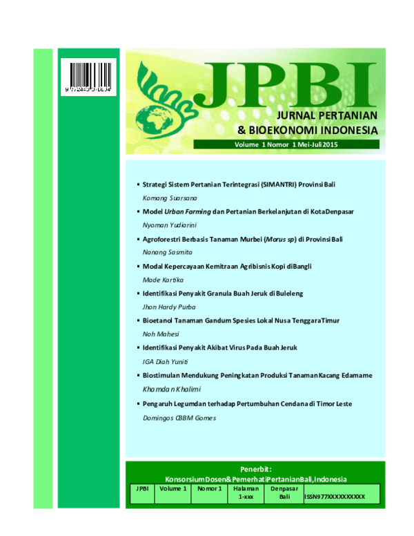 (PDF) JPBI (Jurnal Pertanian dan Bioekonomi Indonesia)