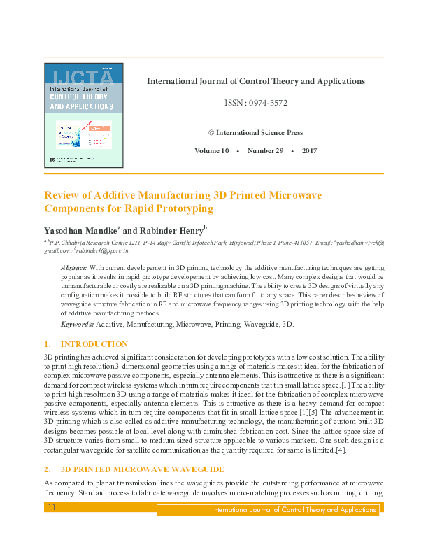 (PDF) Review of Additive Manufacturing 3D Printed Microwave Components ...