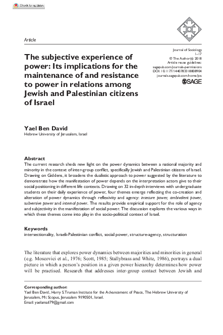 (PDF) The subjective experience of power: Its implications for the ...