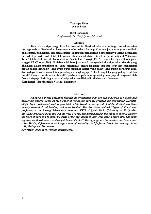 (DOC) Tipe-tipe Telur Ovum Types