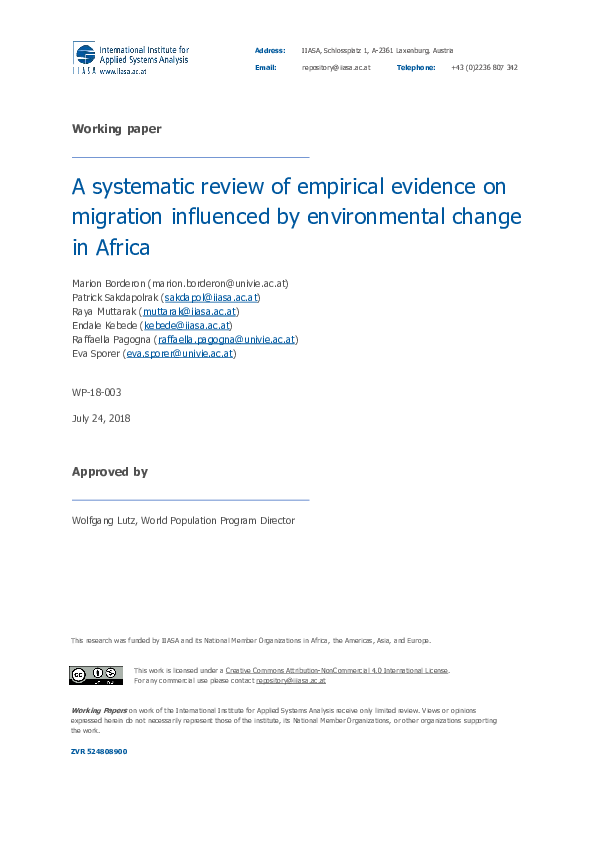 (PDF) A systematic review of empirical evidence on migration influenced by environmental change ...