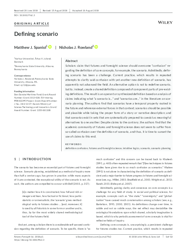 (PDF) Defining scenario