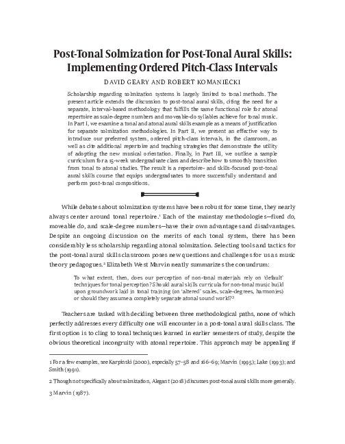 (PDF) Post-Tonal Solmization for Post-Tonal Aural Skills: Implementing ...