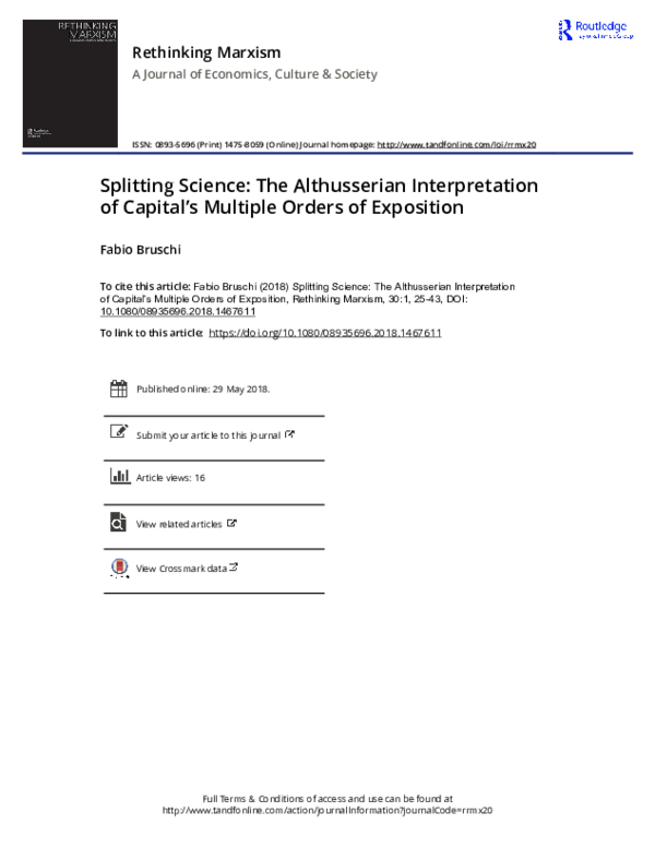 (PDF) Rethinking Marxism Splitting Science: The Althusserian ...
