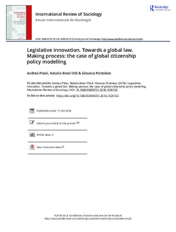 (PDF) Legislative innovation. Towards a global law. Making process: the ...