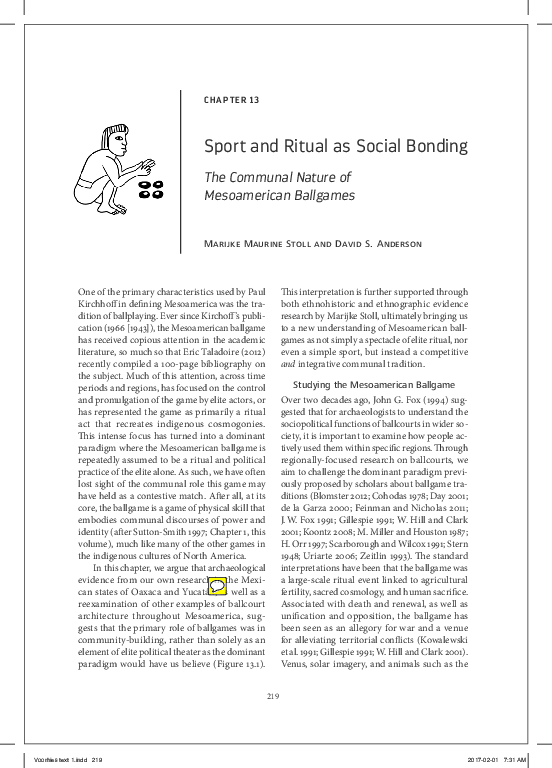 (PDF) Chapter 13 Sport and Ritual as Social Bonding: The Communal ...