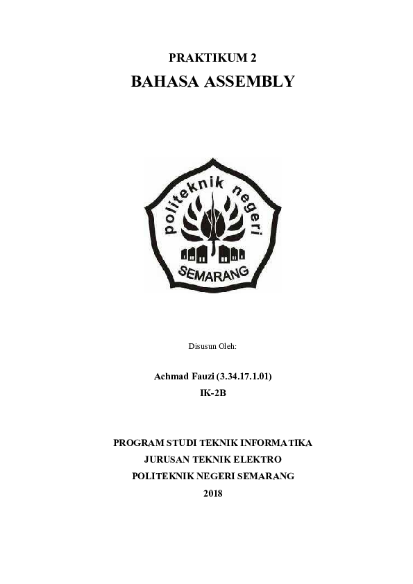 (PDF) Jobsheet 2 - Bahasa Assembly
