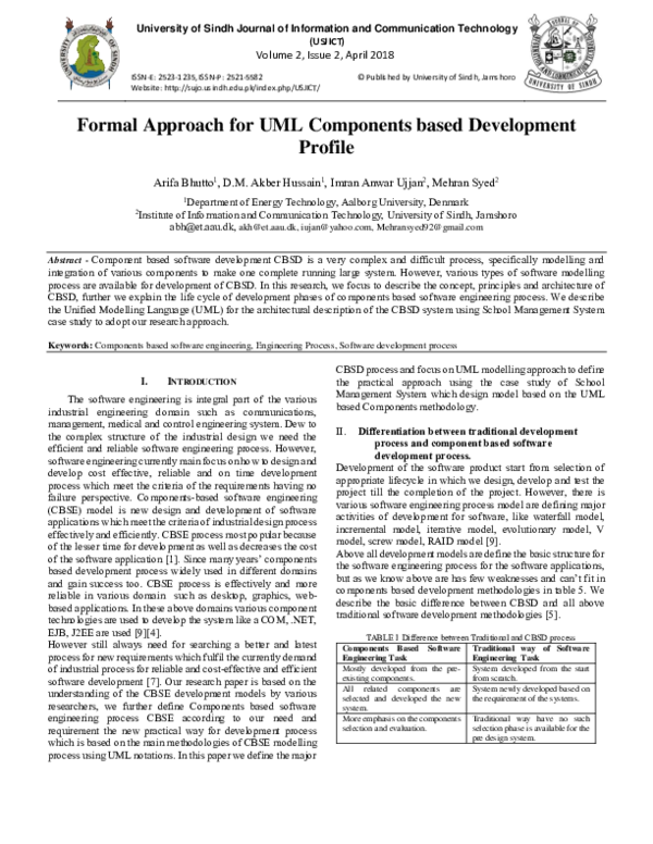 Pdf Formal Approach For Uml Components Based Development Profile