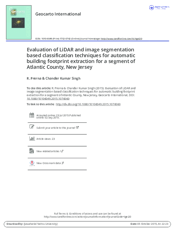 Pdf Evaluation Of Lidar And Image Segmentation Based Classification Techniques For Automatic